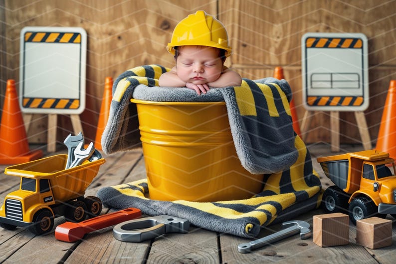 Under Construction Digital Backdrop | Baby Builder Newborn Photography ...