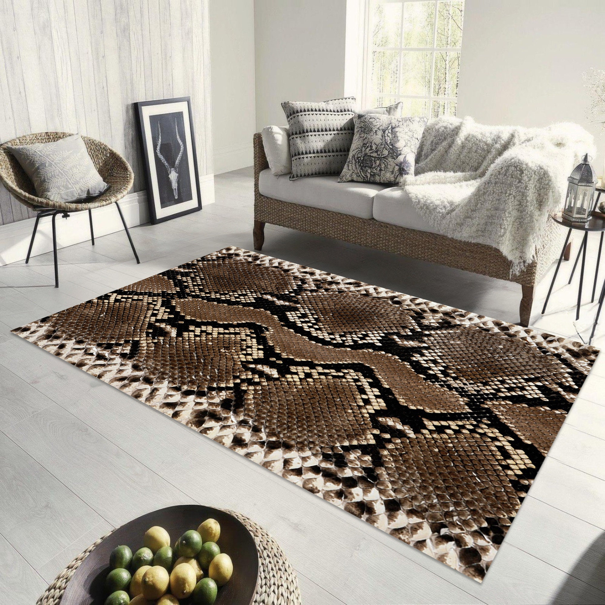 Snake Skin Rug,fake Leather Rug,unique Carpet,snakeskin Carpet,trendy ...