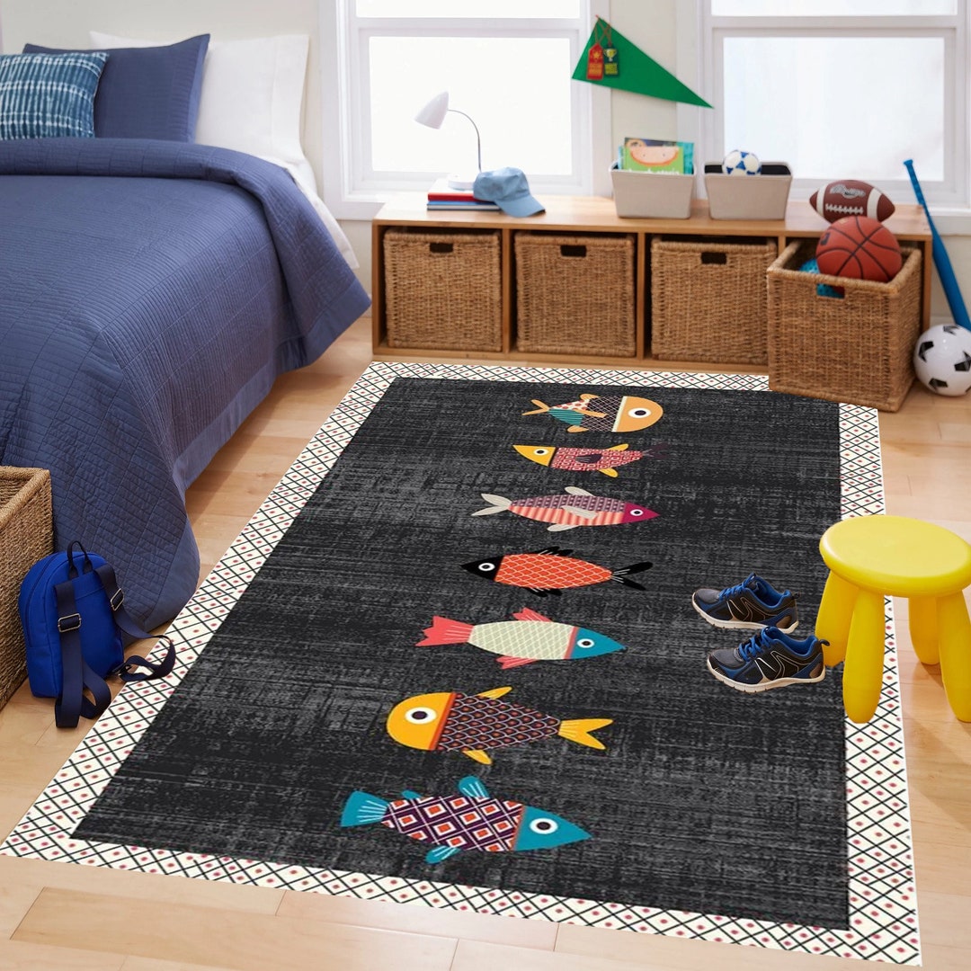 Fish Rug,animal Area Rug,fish Nursery Rug,sea Carpet,ocean Home Decor ...