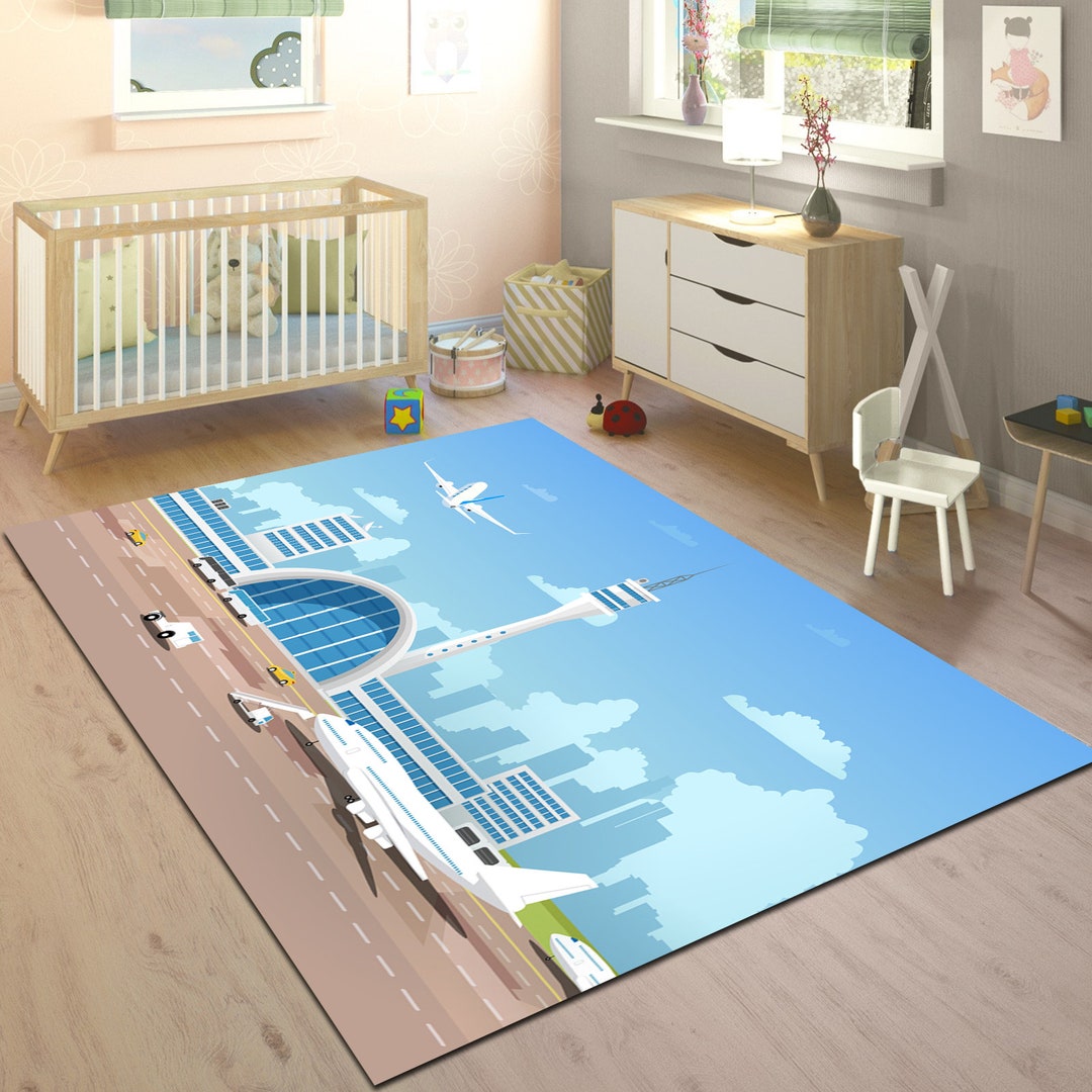 Airport Rug,plane Rug,airfield Rug,aviator Rug,pilot Rug,kids Room Rug ...