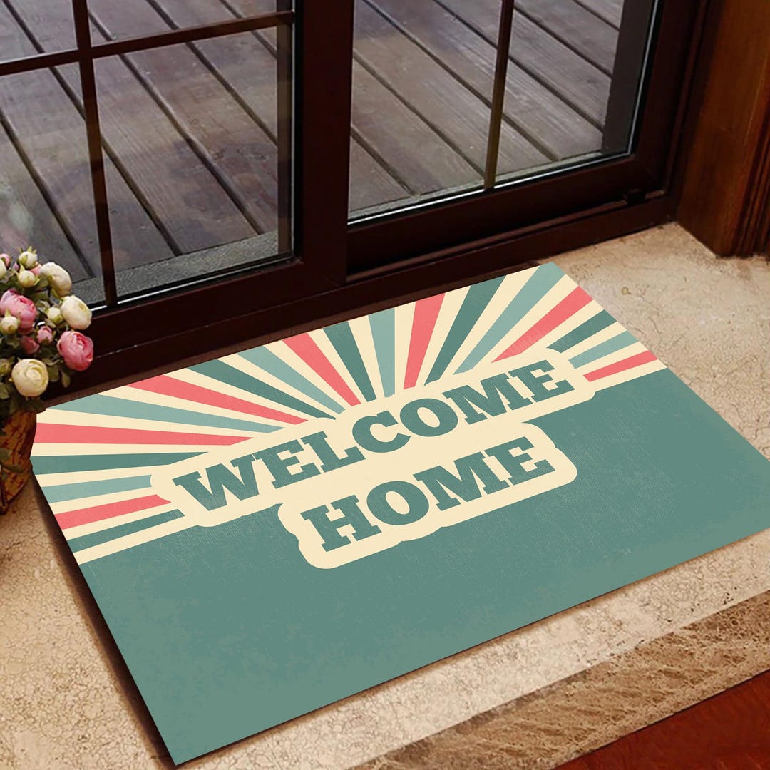 Welcome Home Mat,welcome Doormat,retro Rug,green Rug,outdoor Mat ...