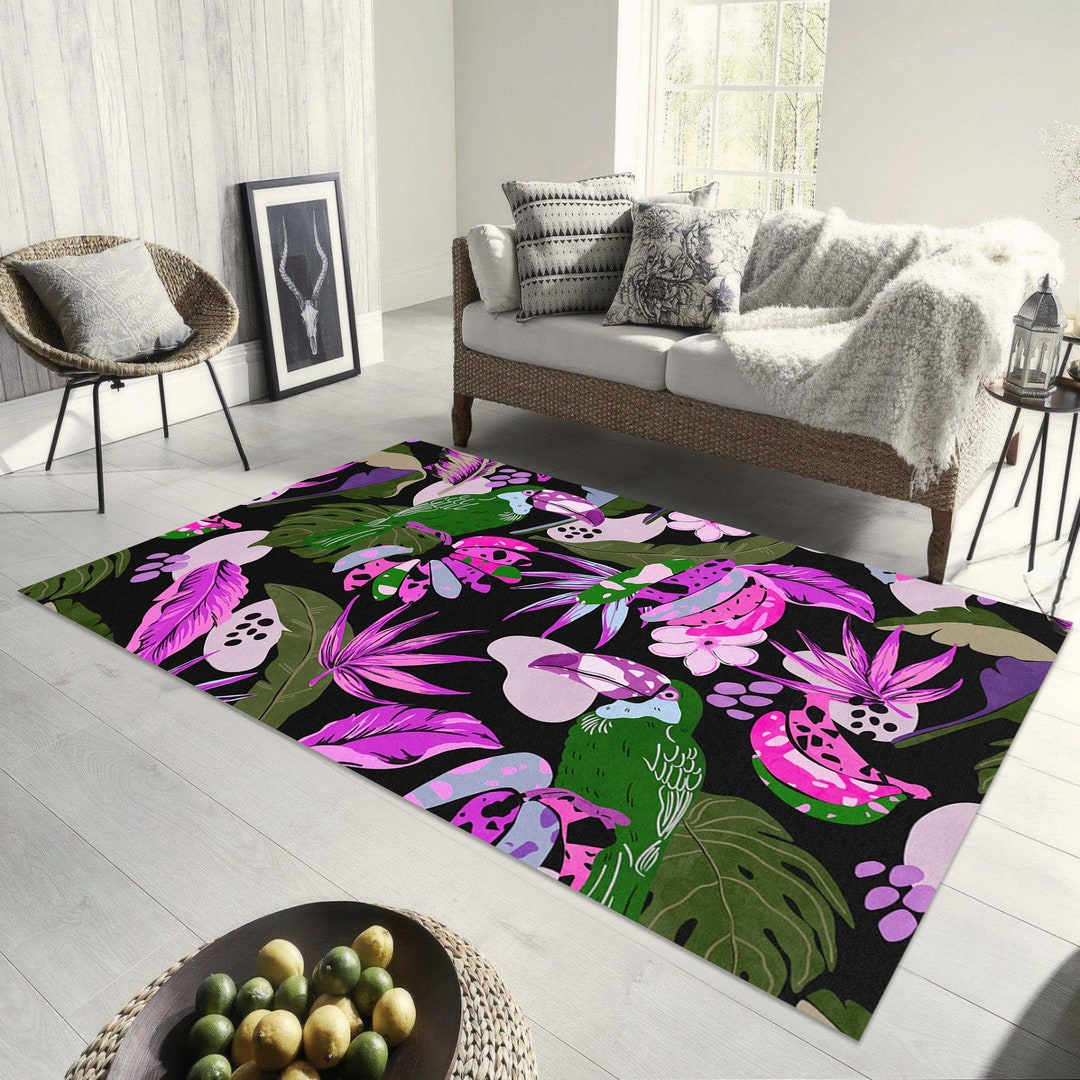 Botanical Rug,wildlife Rug,exotic Rug,parrot Rug,bohemian Rug,colorful ...