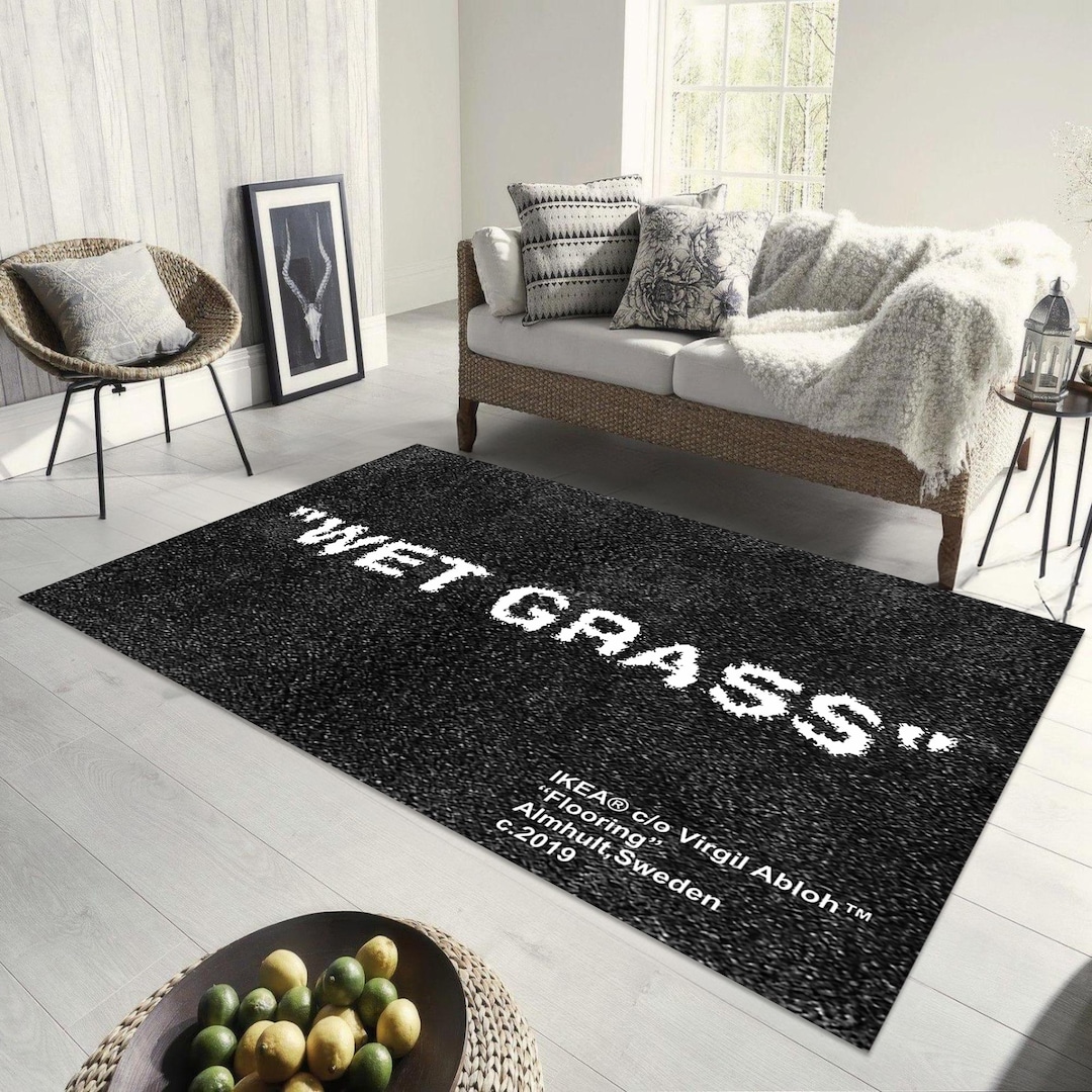 Black "wet Grass" Area Rug: Modern Non-slip Polyester Rug - Etsy