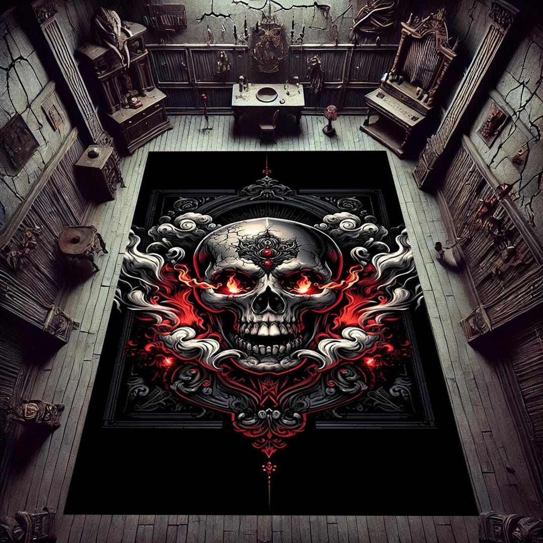 Skull Rug,skeleton Rug,gothic Room Rug,spooky Rug,creepy Rug,gothic ...