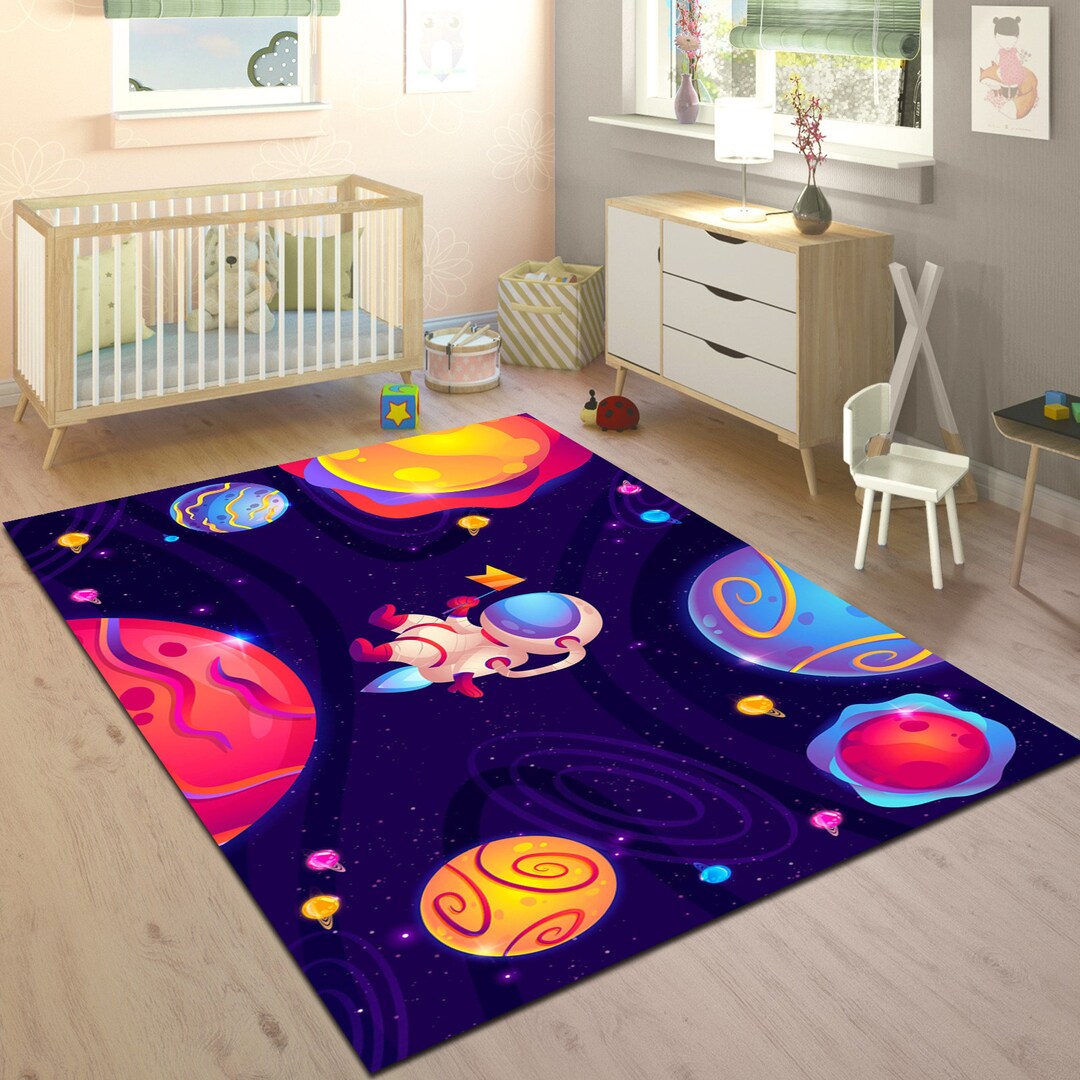 Astronaut Rug,planet Rug,space Carpet,galaxy Rug,spaceman Rug,moon Rug ...
