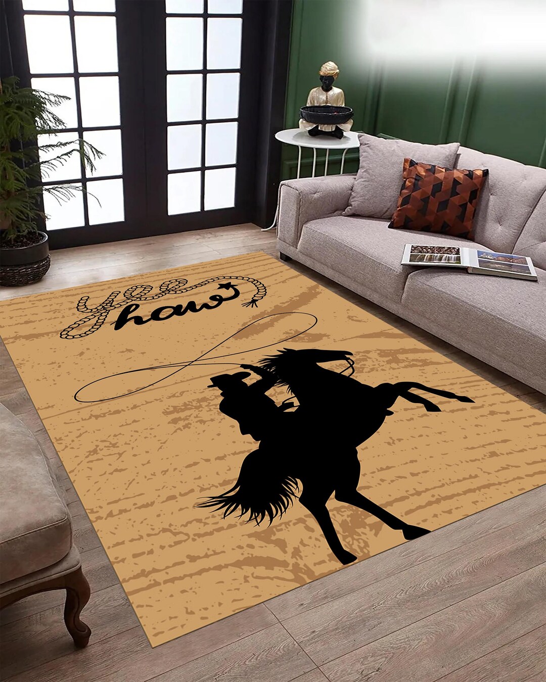 Cowboy Rug,western Rug,cowboy Decor,horse Rug,cowboy Boots Rug,new Year ...