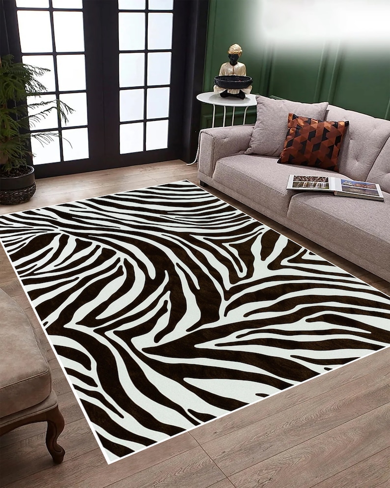 Zebra Pattern Rug,animal Print Rug,zebra Area Rug,black and White Rug ...