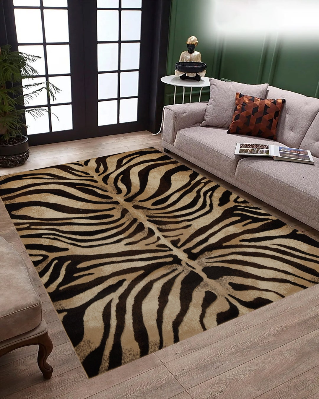 Zebra Rug,animal Print Area Rug,zebra Pattern Rug,brown Animal Print ...