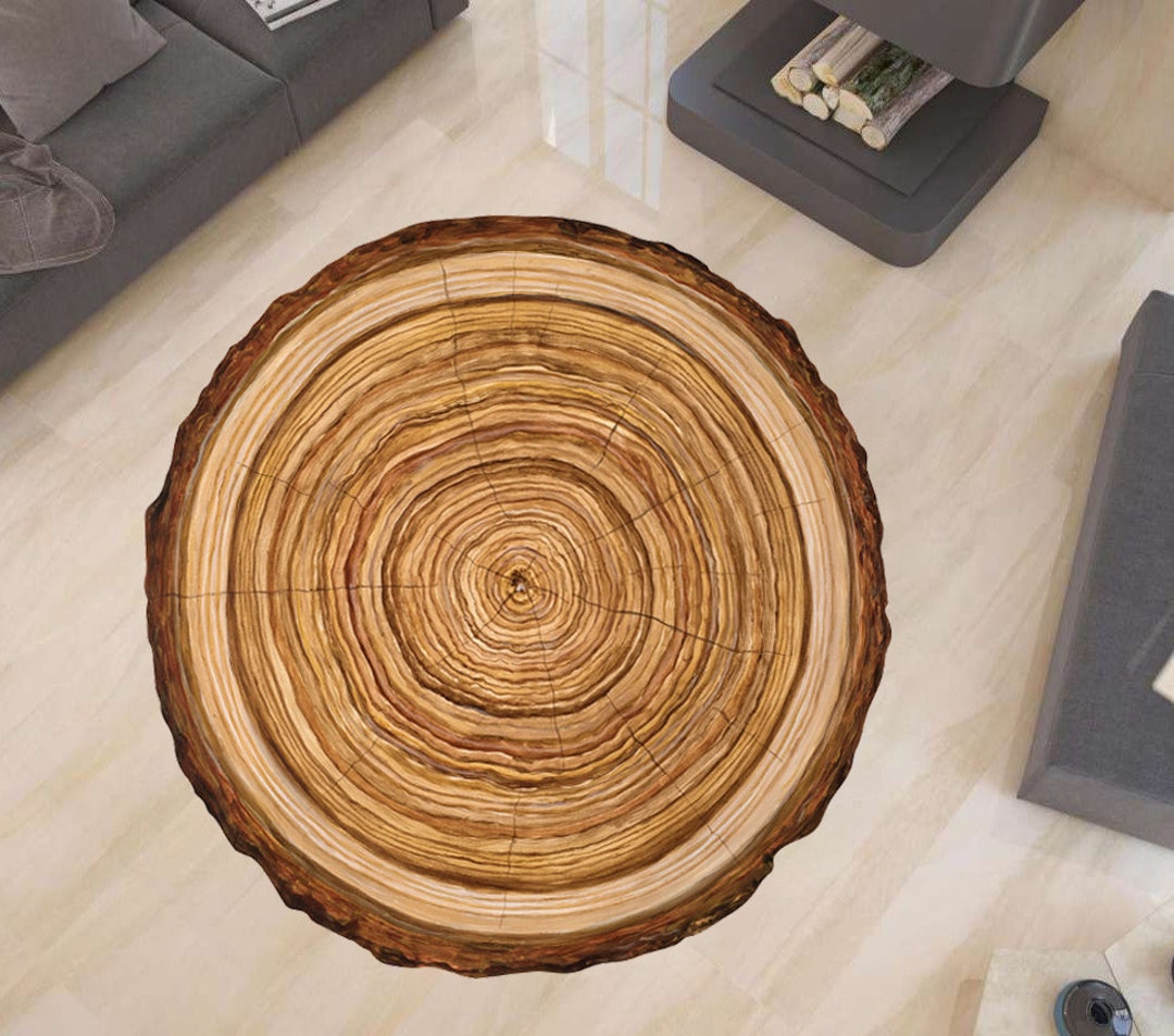 Wood Pattern Rug,tree Ring Shapes,billet Rug,woodland Rug,modern Home ...