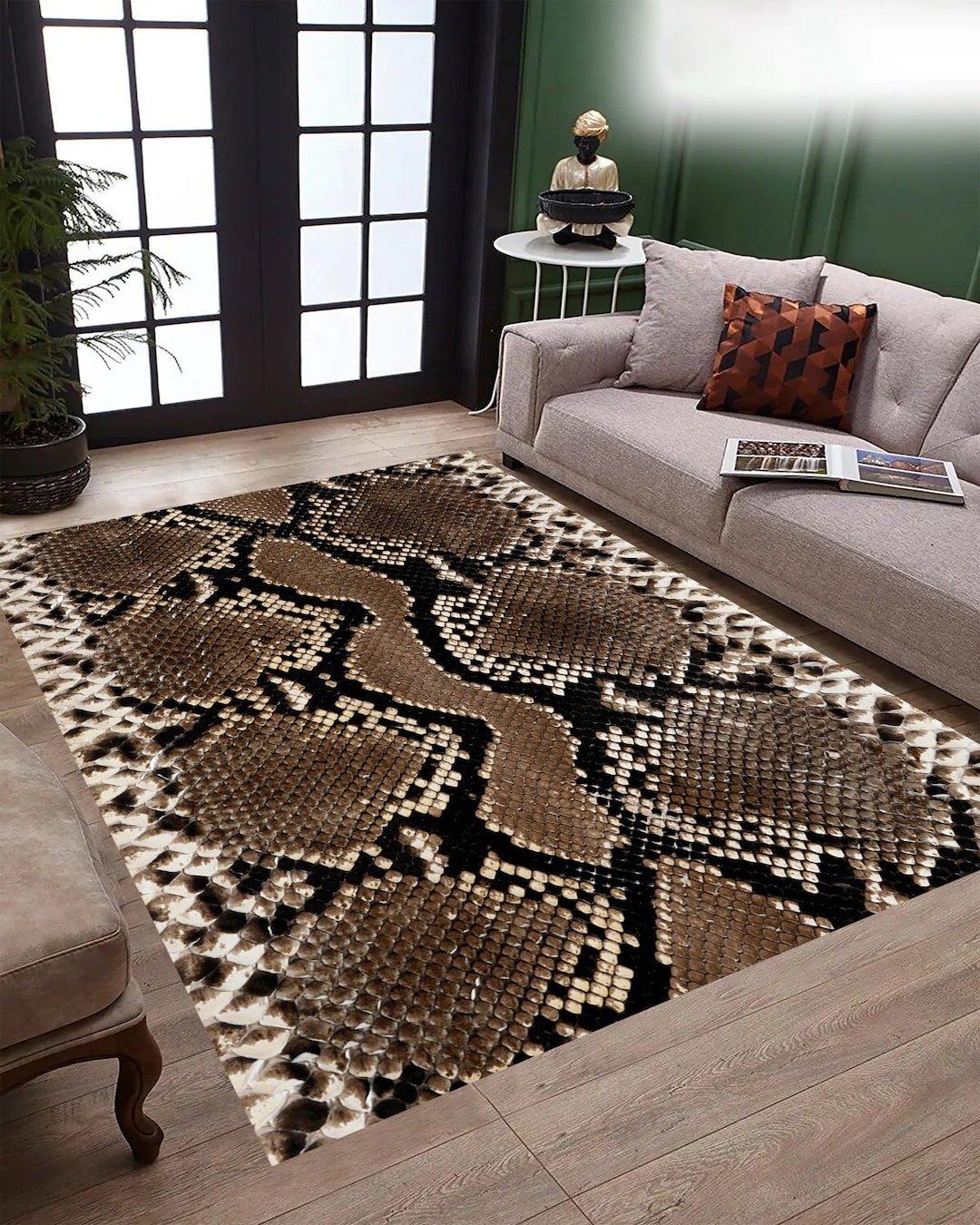 Snake Skin Rug,fake Leather Rug,unique Carpet,snakeskin Carpet,trendy ...