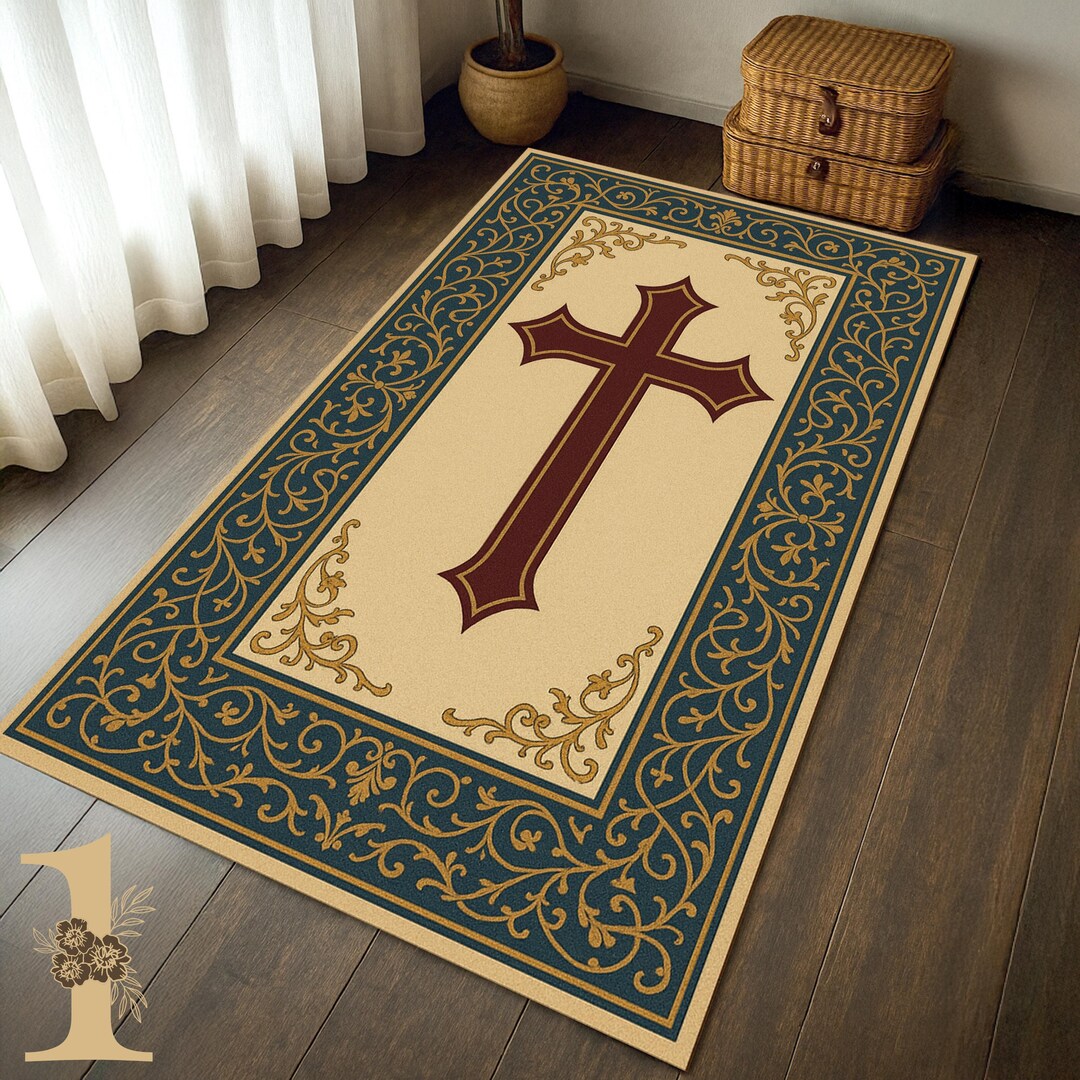 Prayer Rug for Dad, Christian Prayer Mat, Cross Symbol Prayer Rug ...