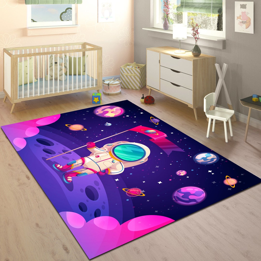 Astronaut Rug,moon Rug,planet Rug,galaxy Rug,space Carpet,spaceman Rug ...