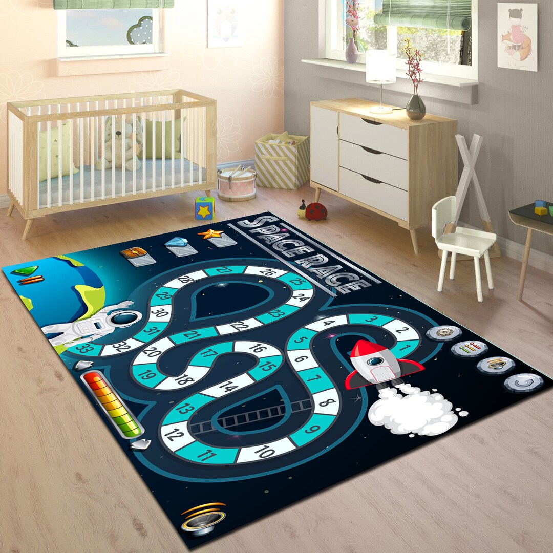 Space Race Rug,planet Rug,rocket Rug,star Rug,astronaut Rug,race Track ...