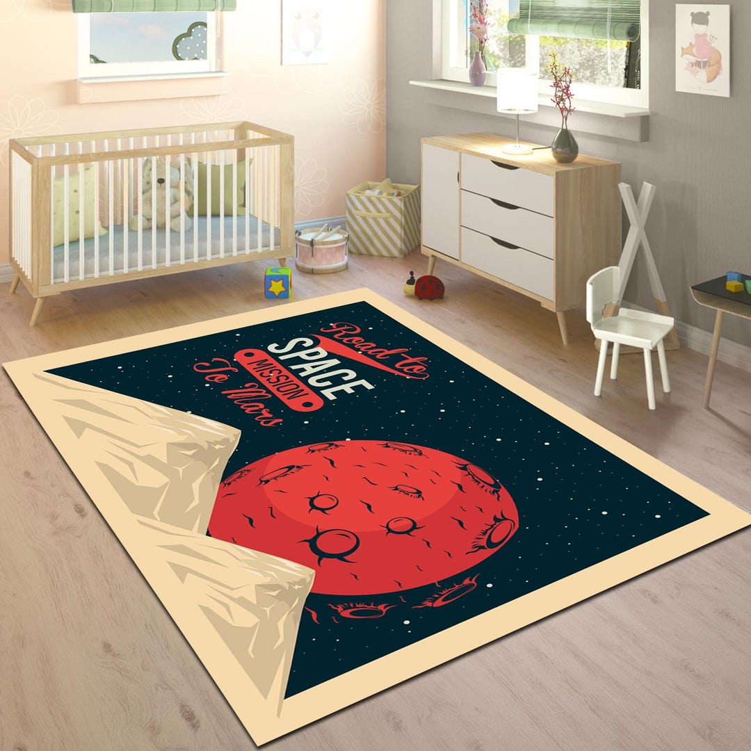 Mars Space Rug: Galaxy Universe Design, Teens Room Decor - Etsy
