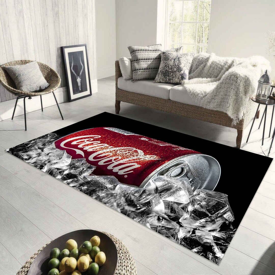 Coca Cola Rug: Retro Coke Can Design, Printed Carpet - Etsy