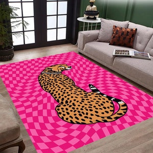 Cheetah Print Area Rug: Pink Illusion, Modern Home Decor - Etsy