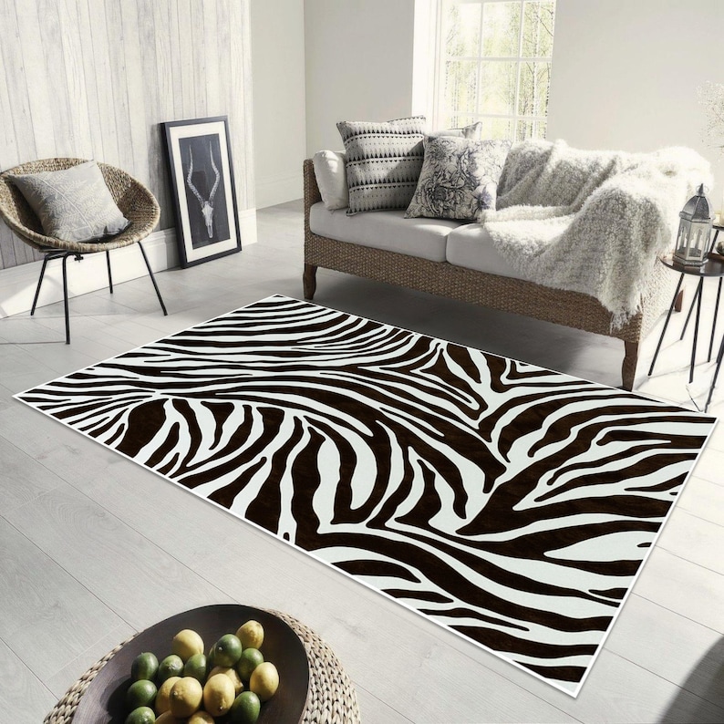 Zebra Pattern Rug,animal Print Rug,zebra Area Rug,black and White Rug ...