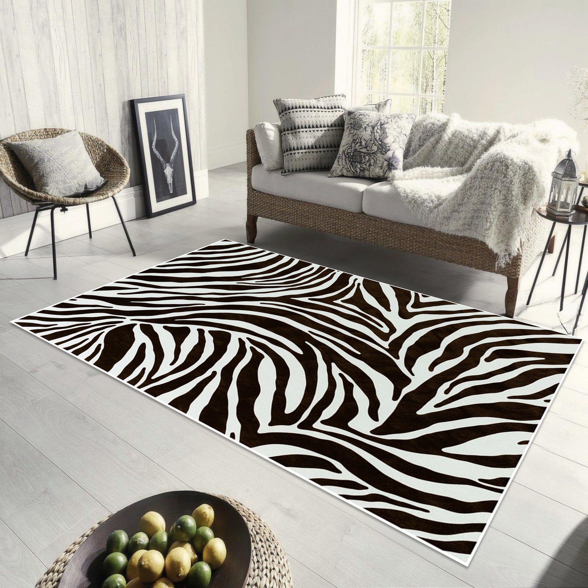 Zebra Pattern Rug,animal Print Rug,zebra Area Rug,black and White Rug ...