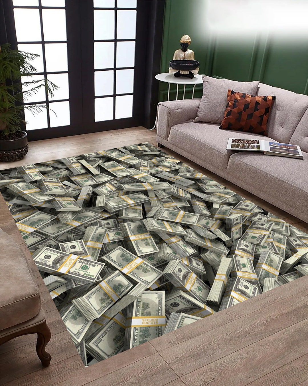 Money Rug,dollar Carpet,banknote Pattern Rug,currency Home Decor,luxury ...