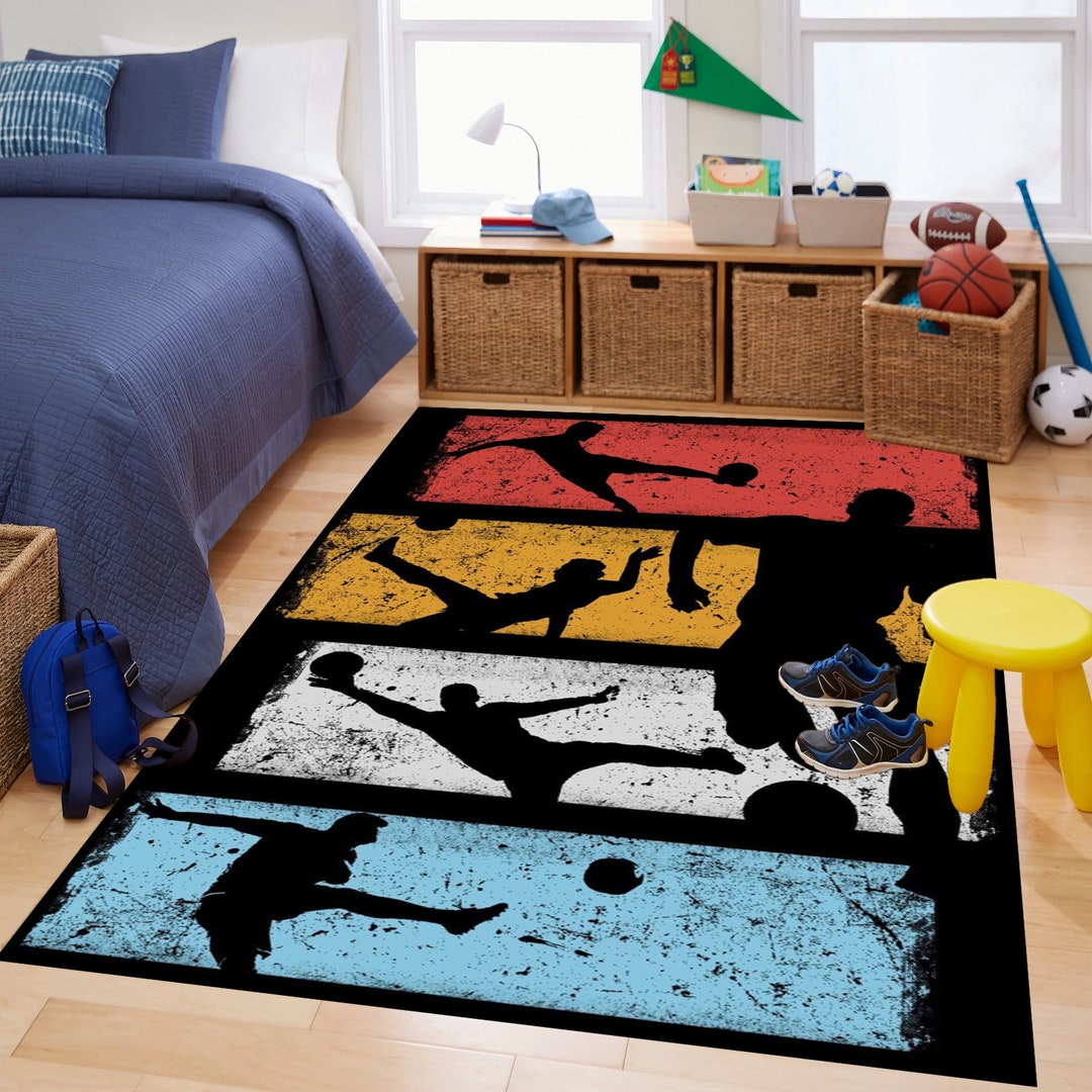 Vintage Volleyball Rug,basketball Carpet,vintage Soccer Rug,game Room ...
