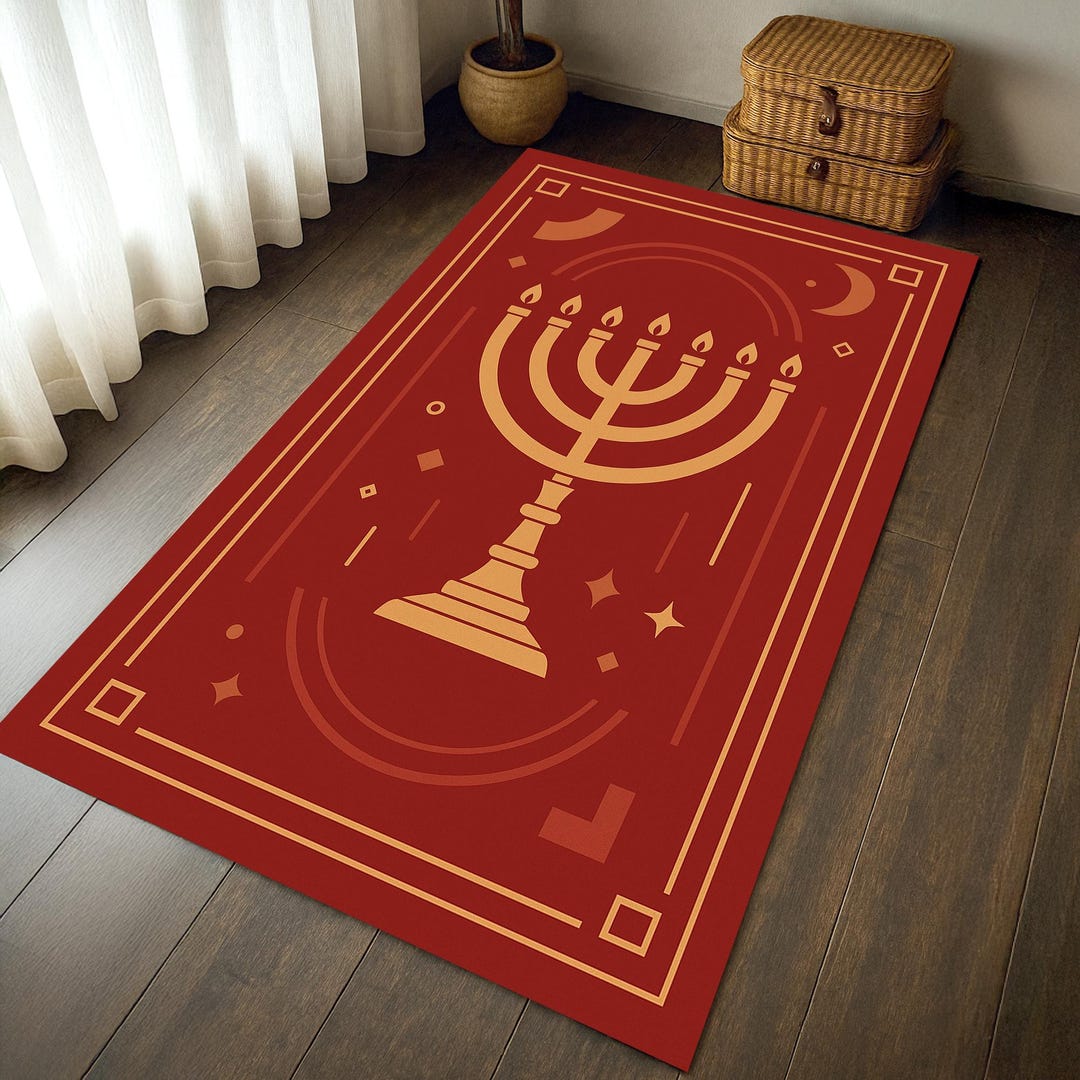 Menorah Prayer Mats,jewish Prayer Mats,elegant Menorah Rug,judaica Home ...