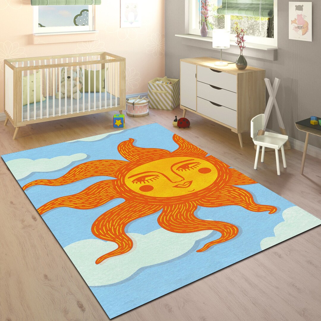 Boho Sun Rug, Kids Room Carpet, Sunset Sky Design - Etsy