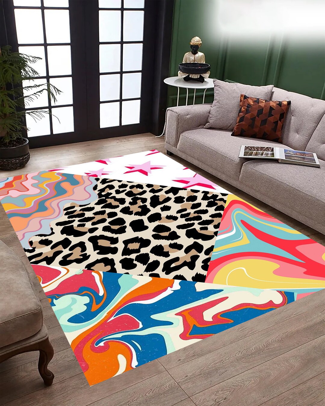 Patchy Leopard Rug,glossy Leopard Rug,starry Rug,leopard Skin Rug,faux ...