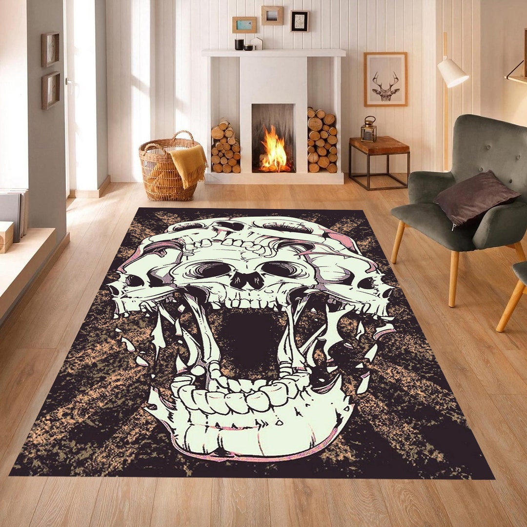 Skull Rug,horror Decor,skeleton Rug,art Carpet,gothic Rug,fantastic Rug ...