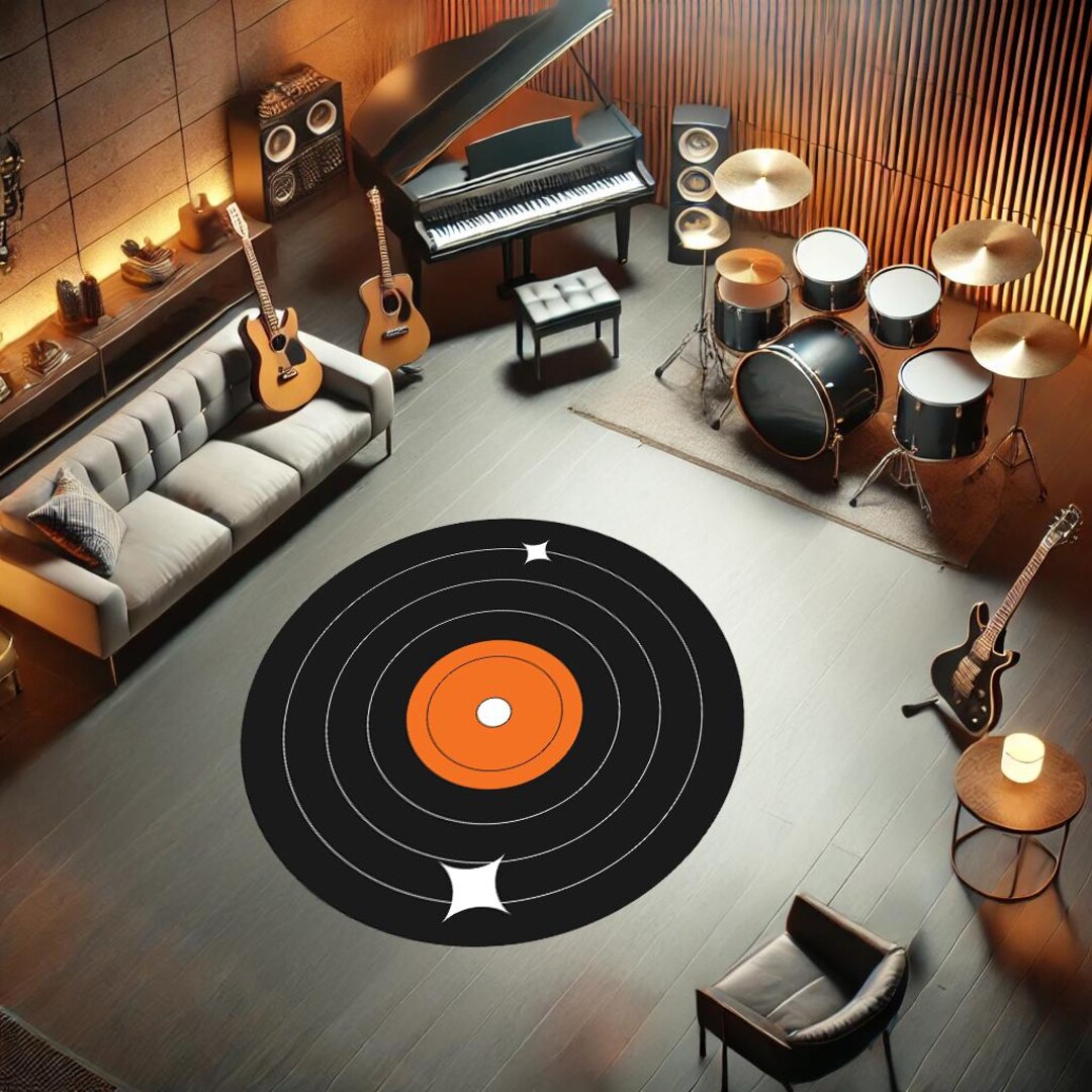 Minimalist Vinyl Record Rug,retro Music Studio Rug,customizable Record ...