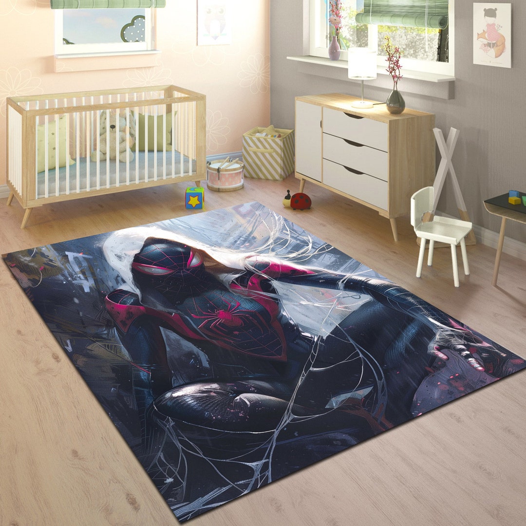 Spiderman,kids Room Rug,spiderman Rug,spider Web,avengers,city Decor ...