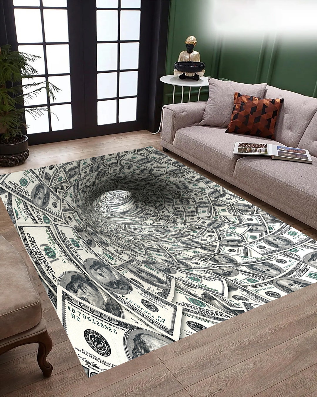 Dollar Vortex Illusion Rug, Money Print Area Carpet - Etsy