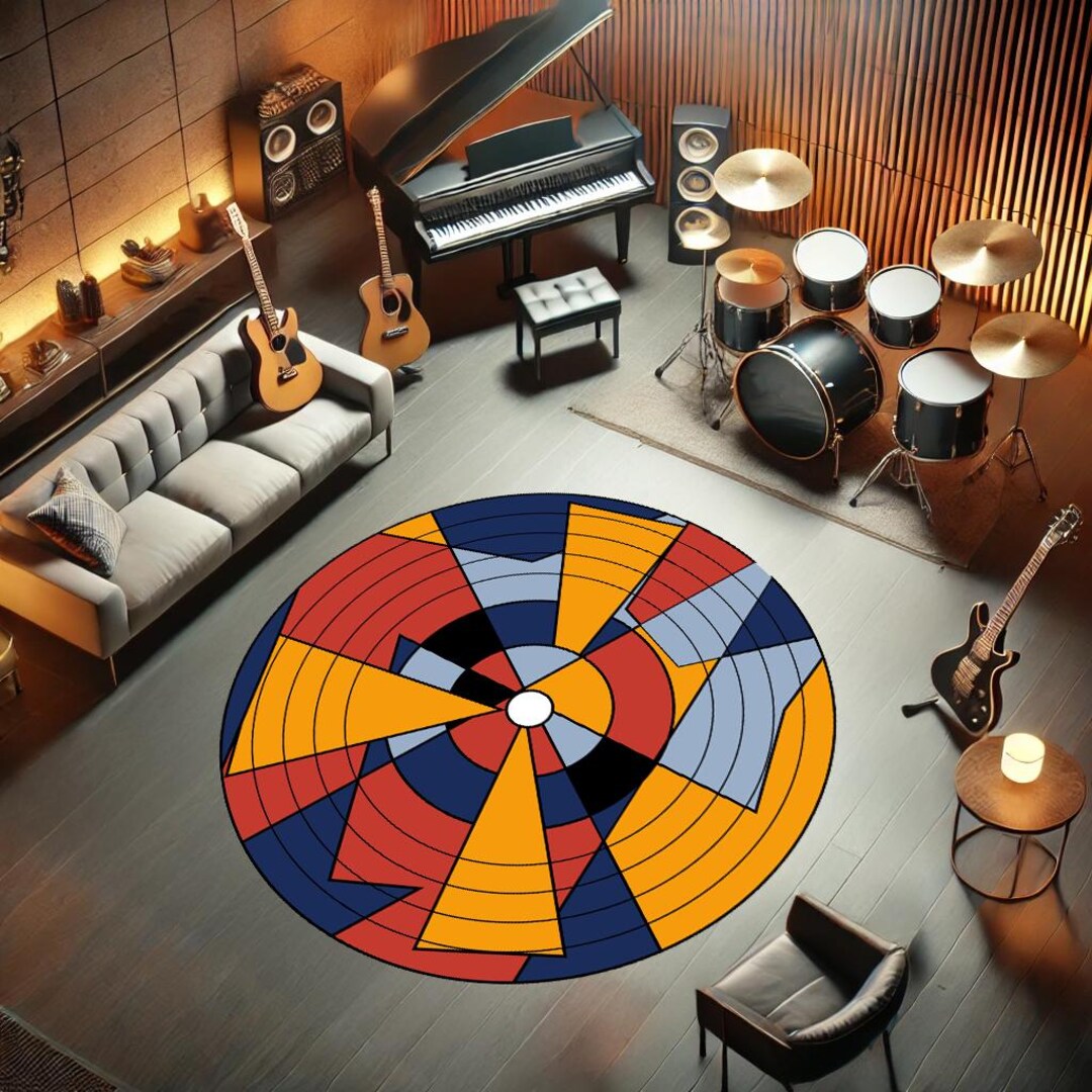 Geometric Pattern Area Rug,music Studio Rug,trendy Recording Studio ...