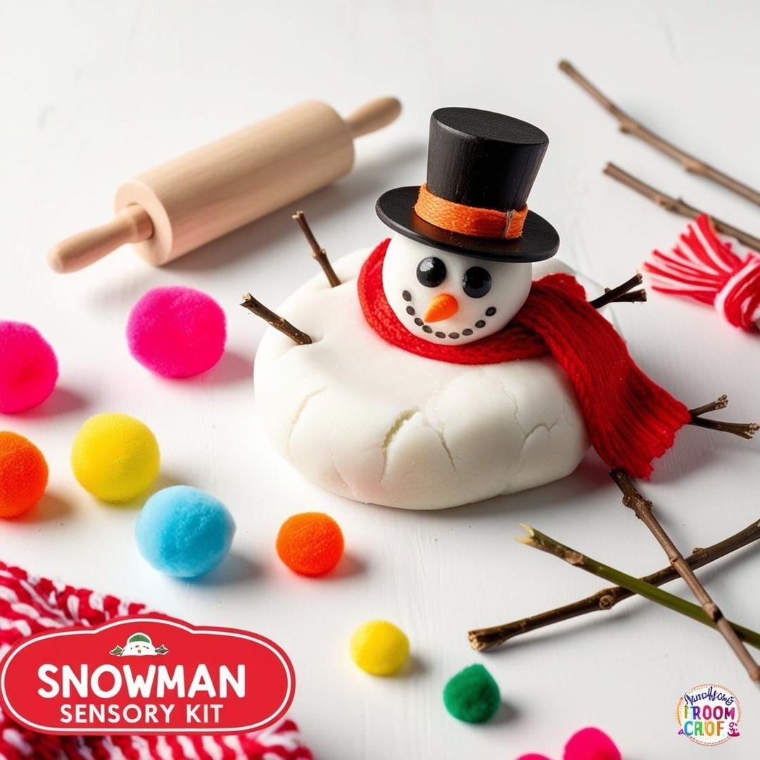Snowman Play Dough Sensory Kit, Stocking Stuffer, Winter Play Dough ...