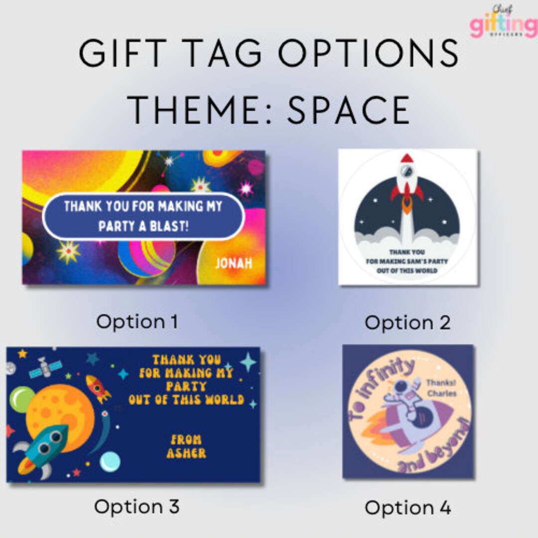 Party Favor Tags, Space Theme Tags, Custom Gift Tag Sticker, Space ...