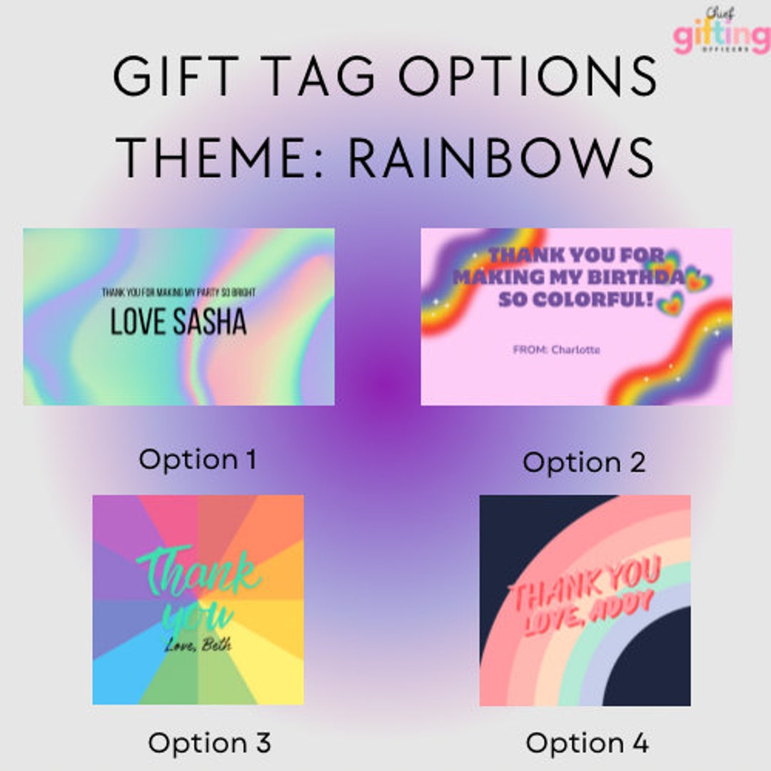 Party Favor Tags, Rainbow Theme, 10 Pack, Custom Gift Sticker, Rainbow ...