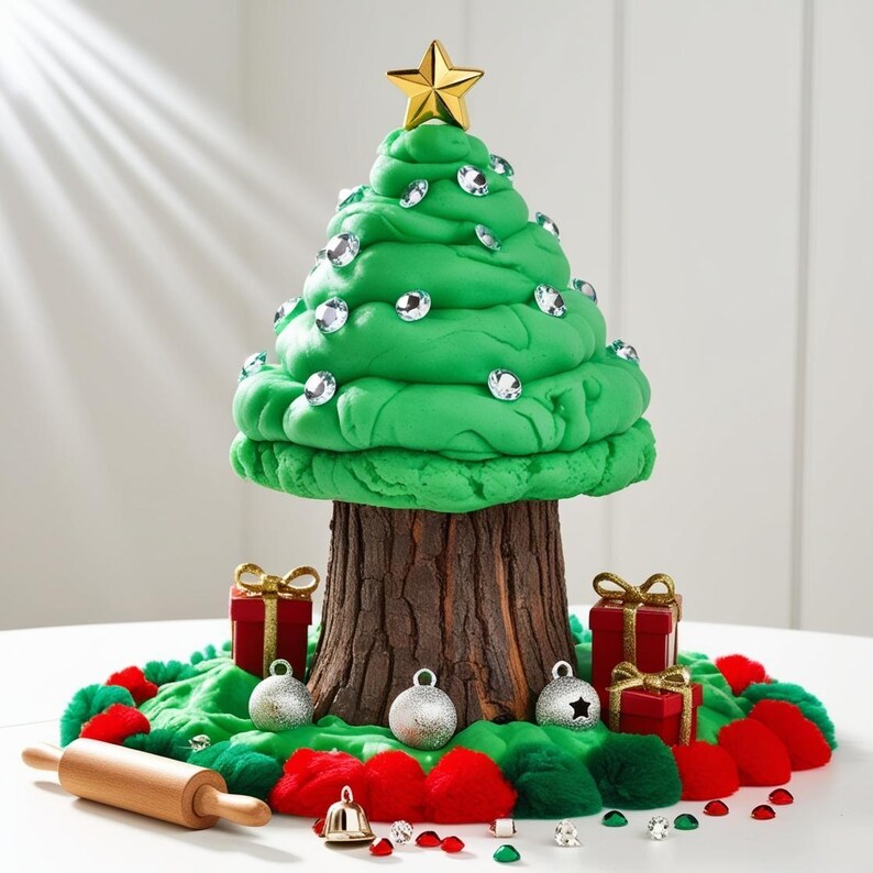 Christmas Tree Play Dough Sensory Kit, Stocking Stuffer, Winter Play ...