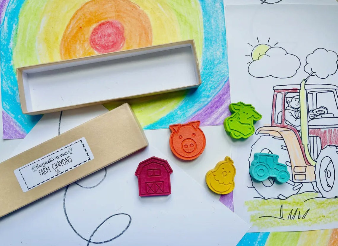 Farm Animal Themed Crayon Gift Box Party Favor - Etsy