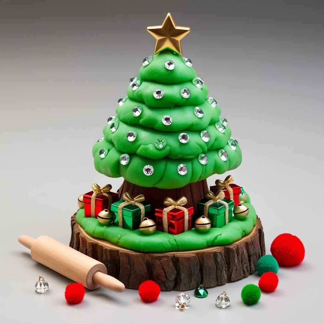 Christmas Tree Play Dough Sensory Kit, Stocking Stuffer, Winter Play ...