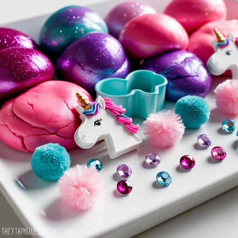 Unicorn Play Dough Sensory Kit, Stocking Stuffer, Magical Play Dough ...