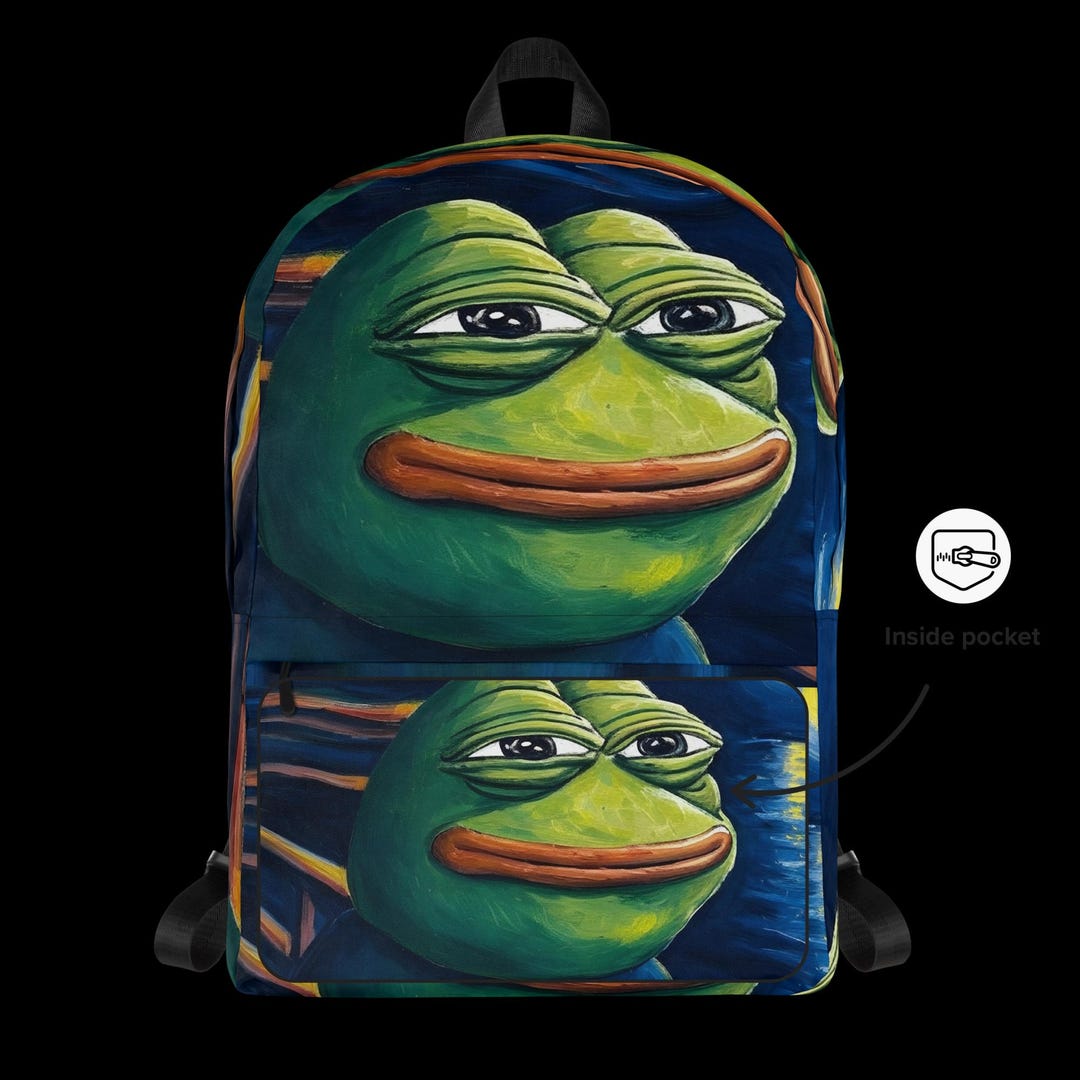 Zen Pepe the Frog Backpack: All-over Print, Laptop Pocket - Etsy