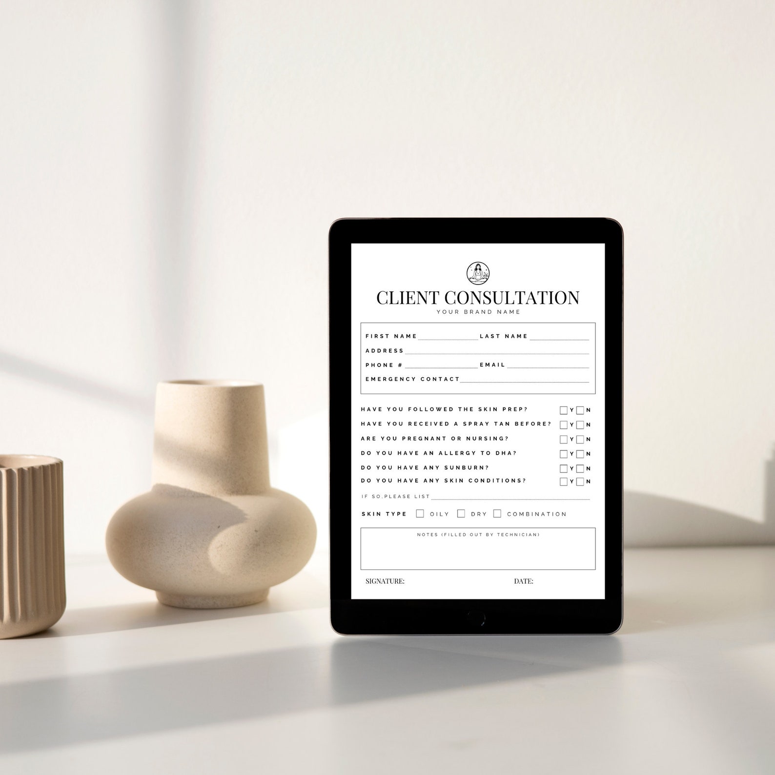 Spray Tan Service Consent Form | Editable Template | Spray Tan Client ...
