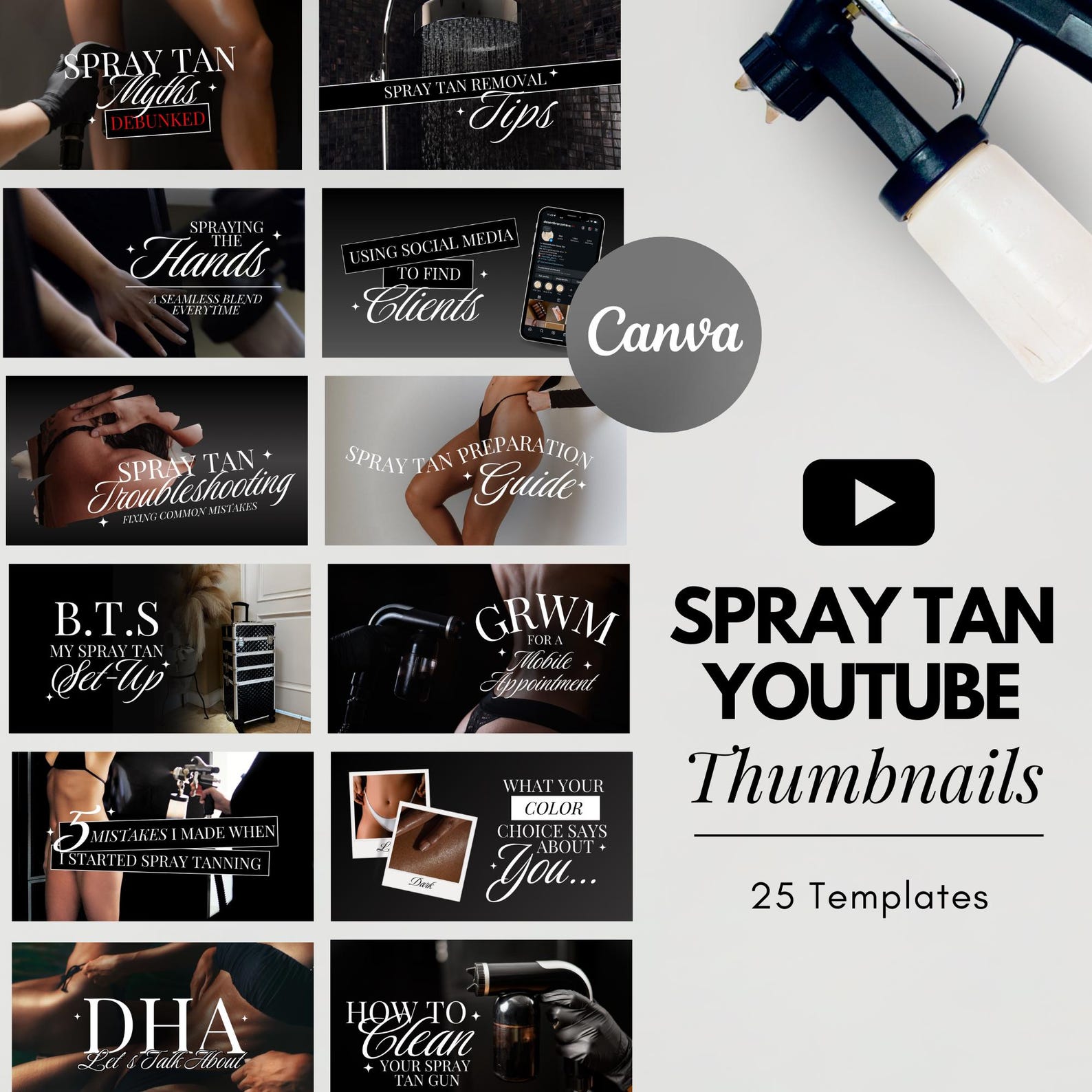 Spray Tanning Youtube Thumbails | Editable Templates | Spray Tan ...