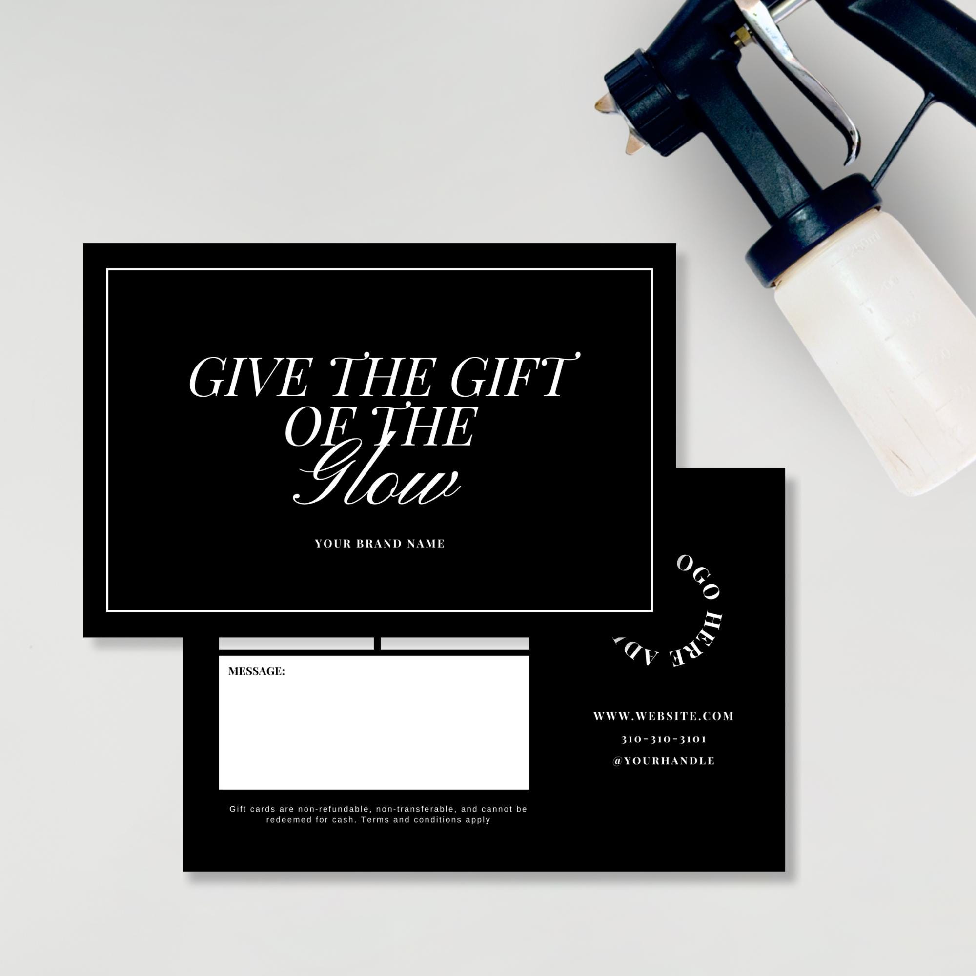Spray Tanning Gift Card | Spray Tan Gift Voucher Design | Editable ...