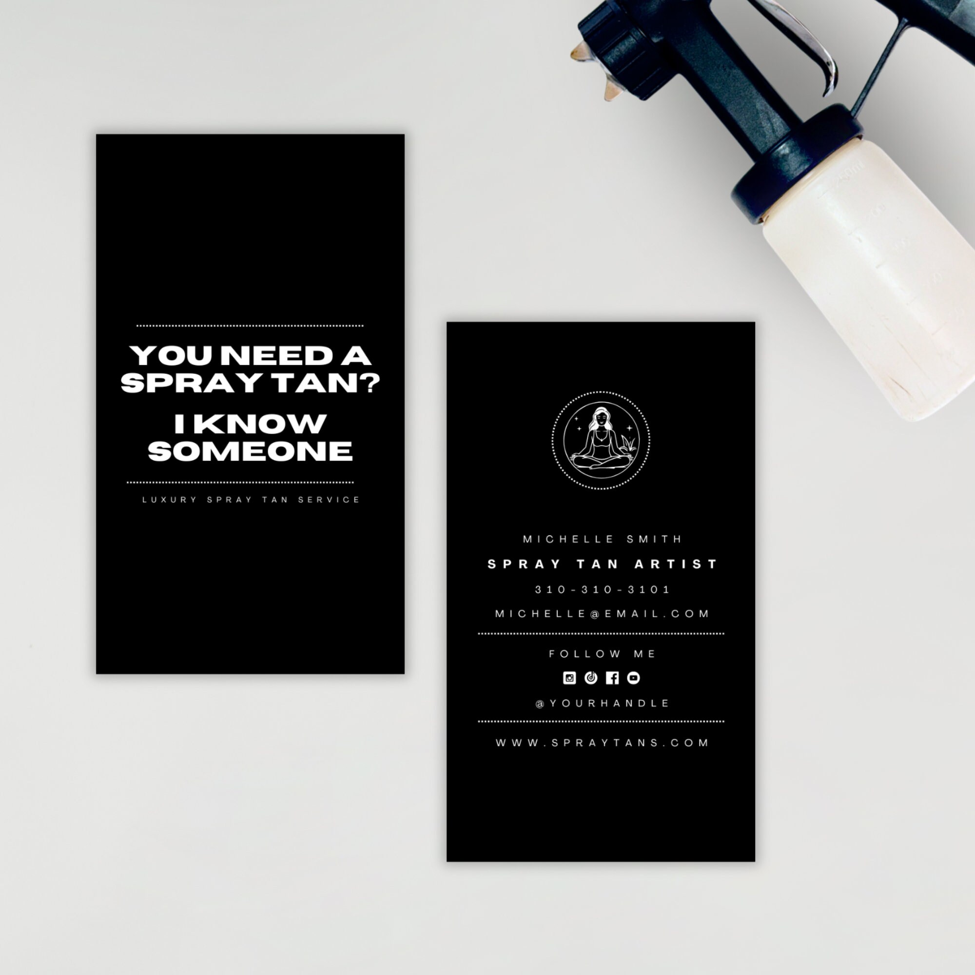 I Know Someone Spray Tan Artist Business Card Design Editable Template ...
