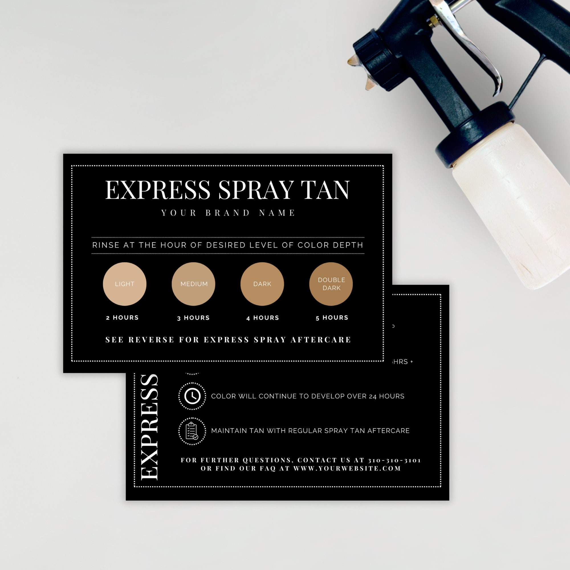 Express Spray Tan Aftercare Card | Spray Tan Business Cards | Editable ...