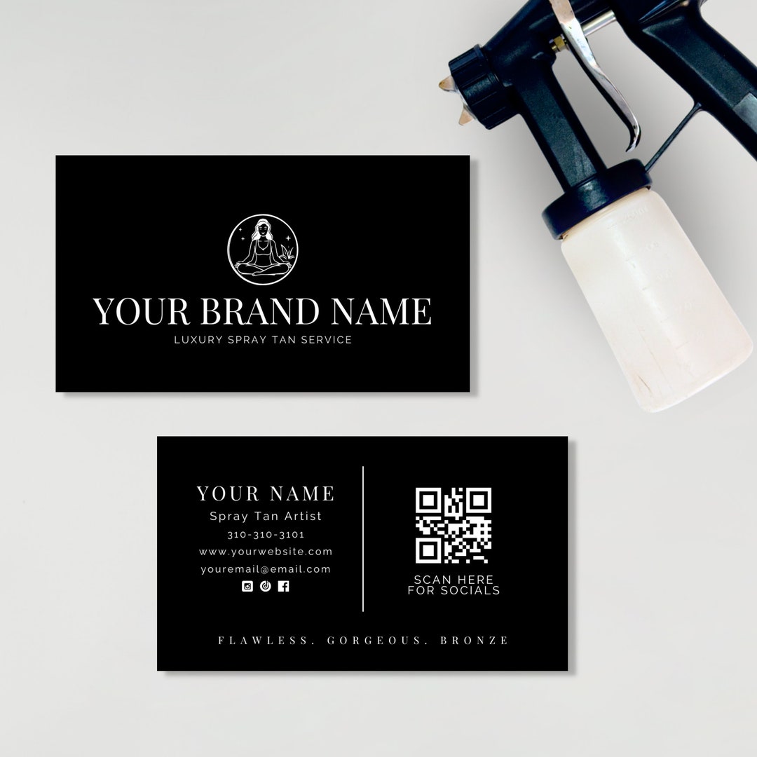 Spray Tan Artist Business Card Design | Luxury Spray Tan Service| Black ...