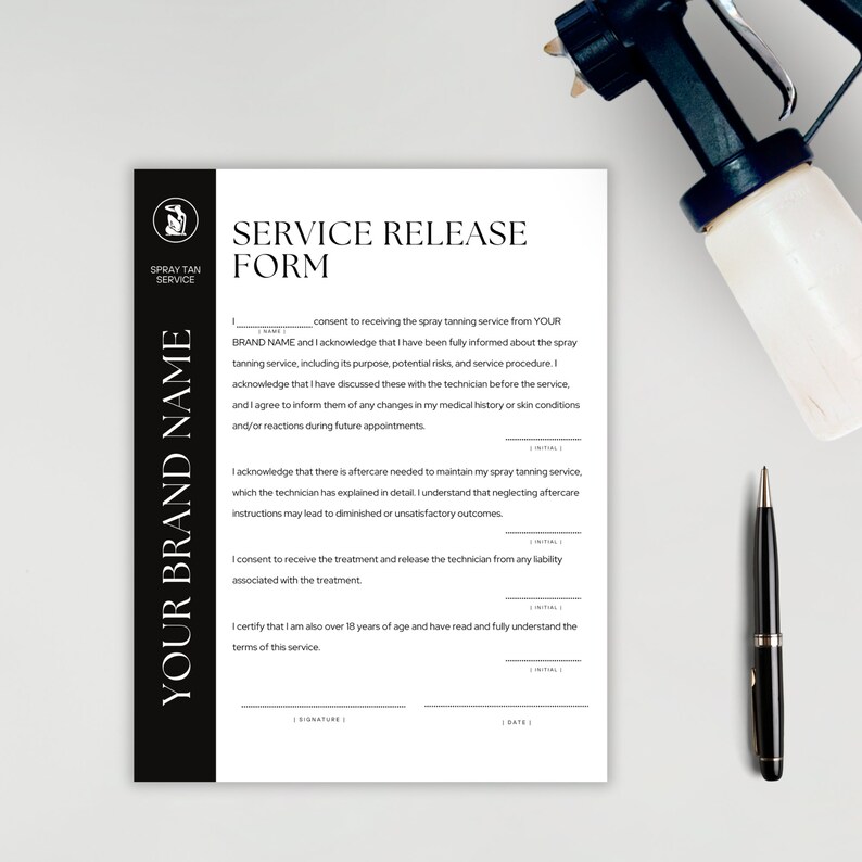 Spray Tan Artist Client Consult Form | Photo Release and Service ...