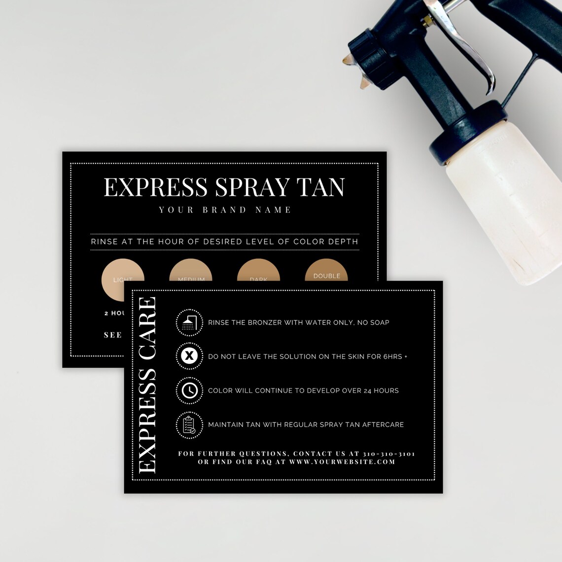Express Spray Tan Aftercare Card | Spray Tan Business Cards | Editable ...