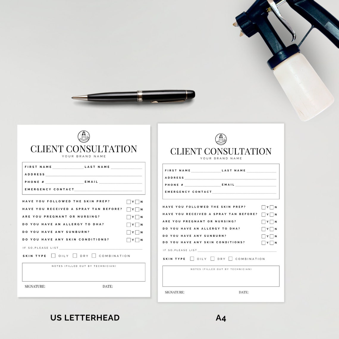 Spray Tan Service Consent Form | Editable Template | Spray Tan Client ...