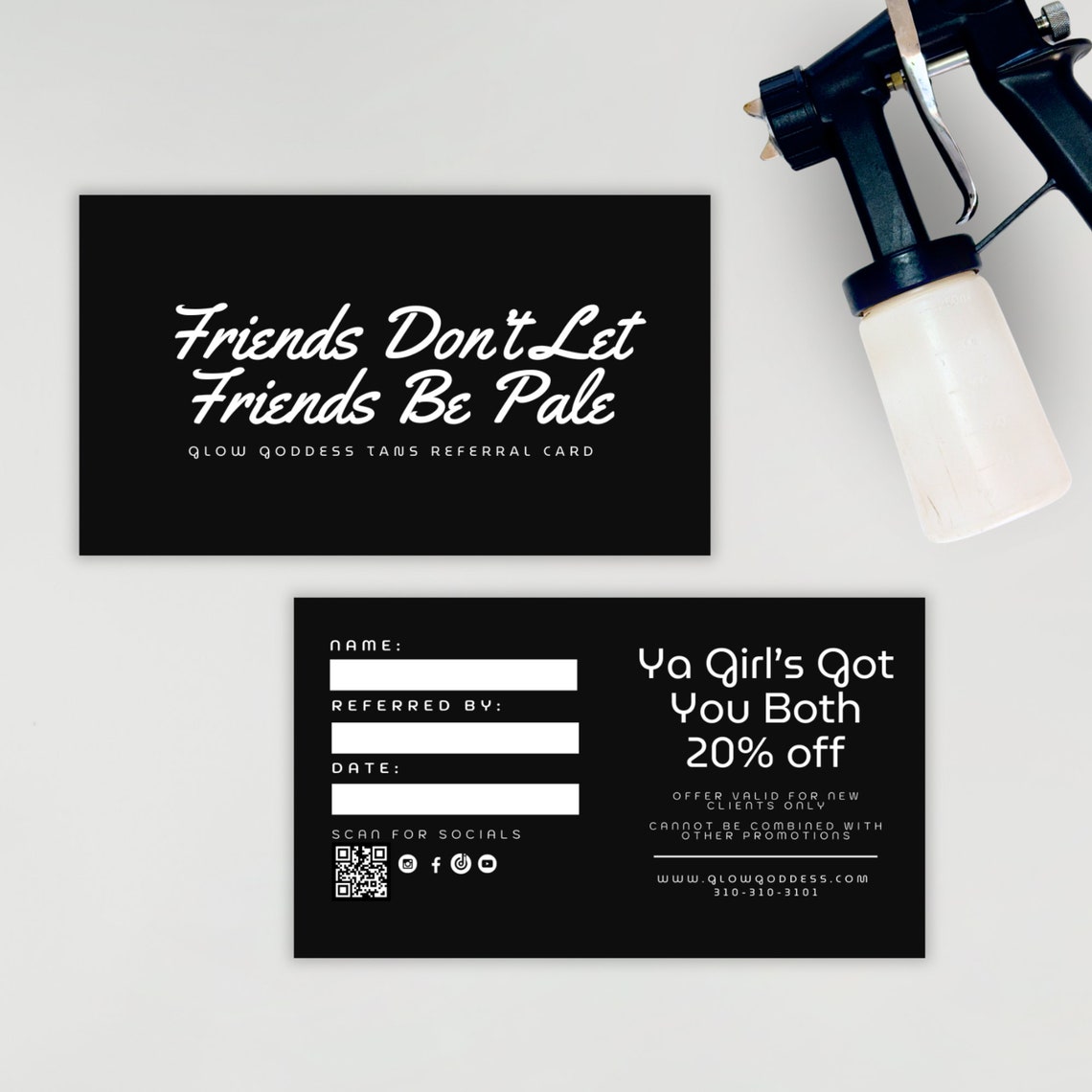 Spray Tanning Referral Card | Spray Tan Refer a Friend Cards | Editable ...